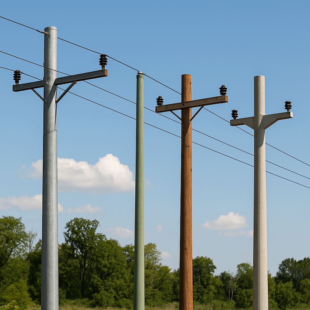 Utility Pole Types Compared: Steel, Wood, FRP & More